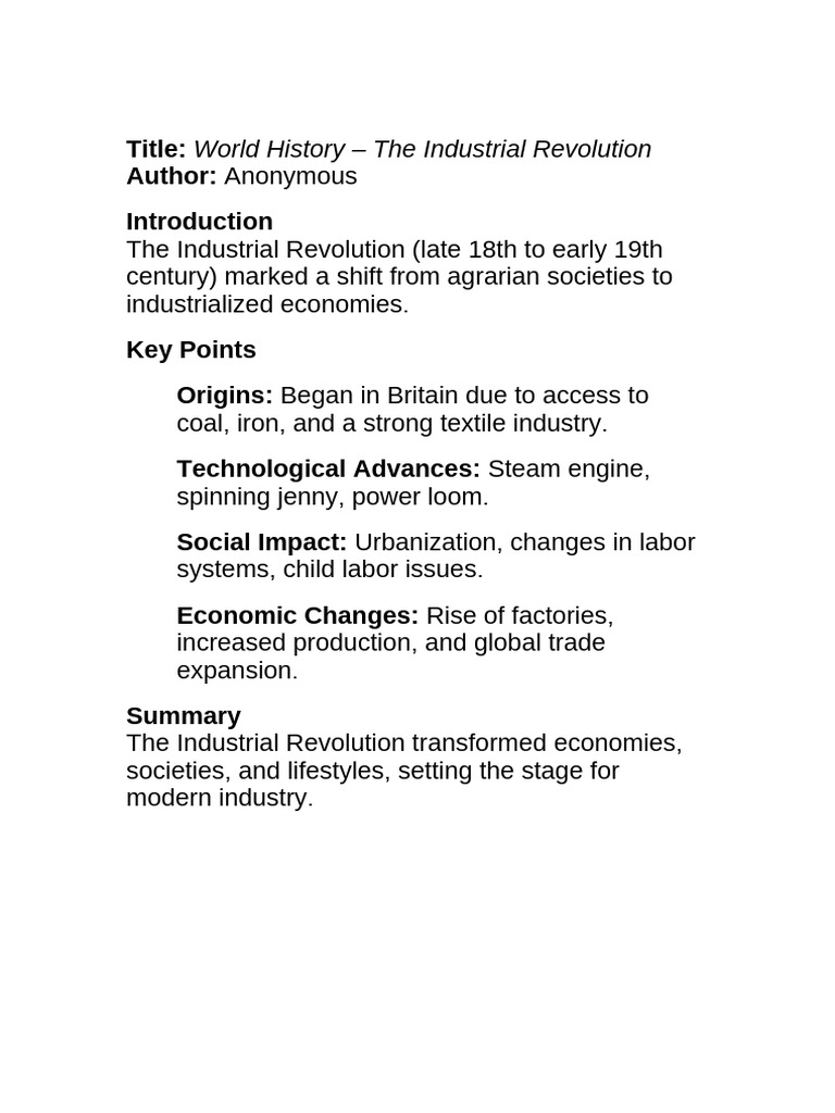 World History - The Industrial Revolution | PDF