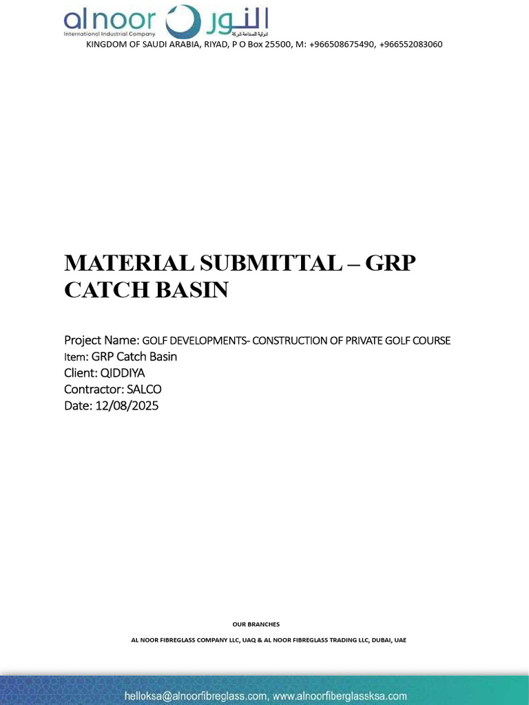 Catch Basin Material Submittal | PDF | Fiberglass | Civil Engineering