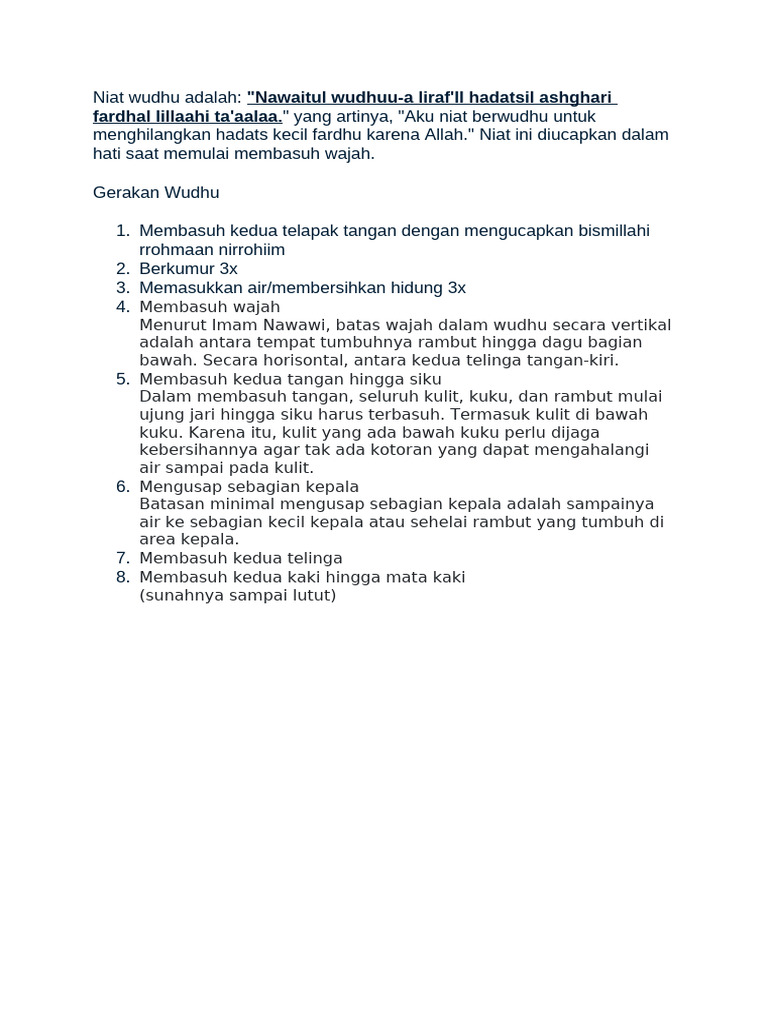 Batas dan Gerakan Wudhu yang Benar | PDF