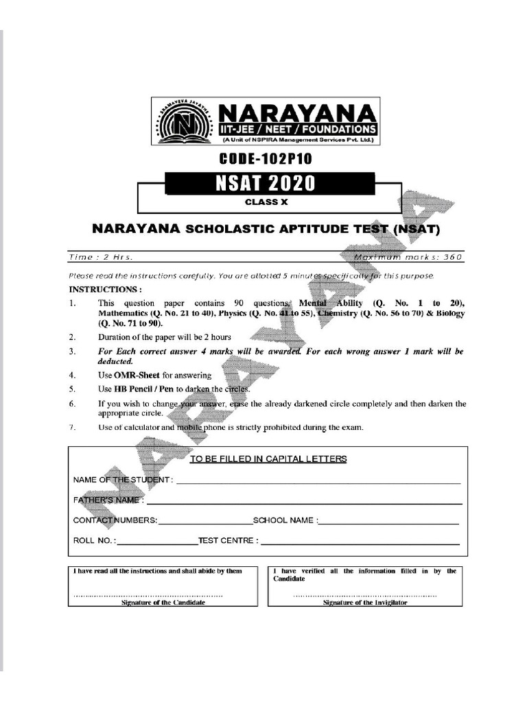 NSAT Practice Paper | PDF