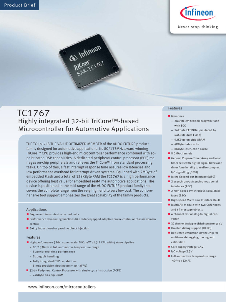 TC1767 Microcontroller Overview | PDF | Microcontroller | Embedded System
