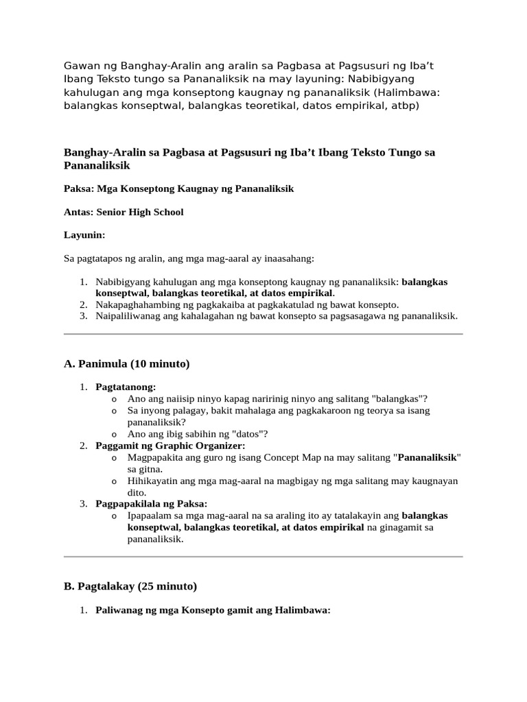 Gawan NG Banghay | PDF