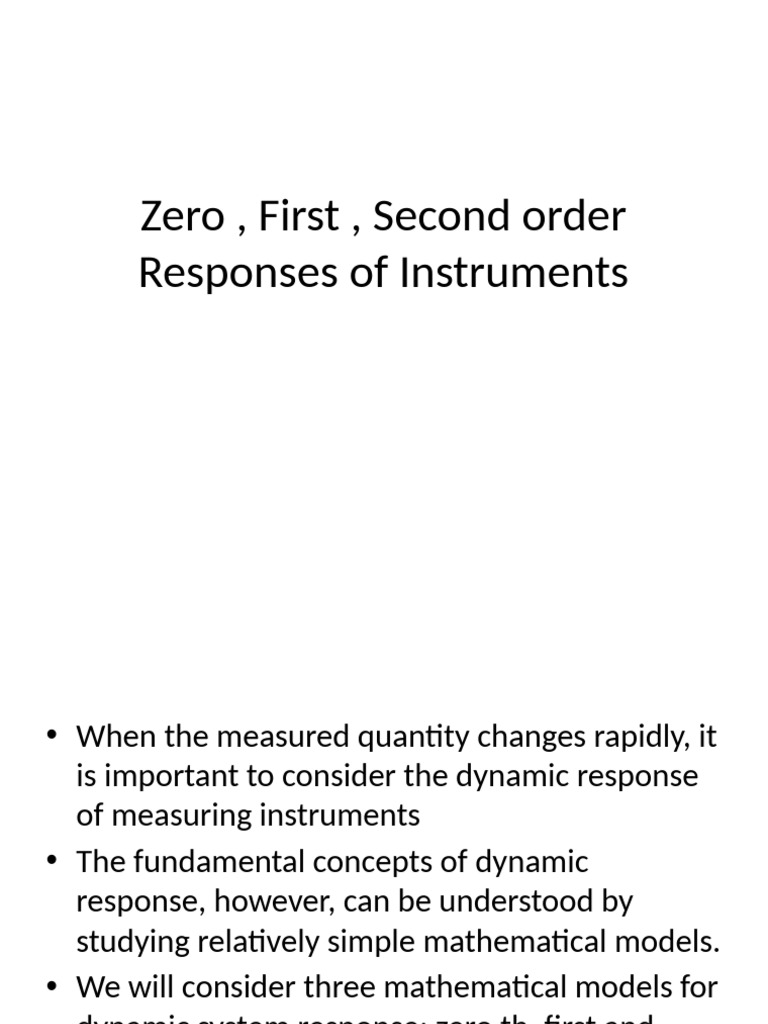 Zero, First, Second Order Responses of Instruments | PDF