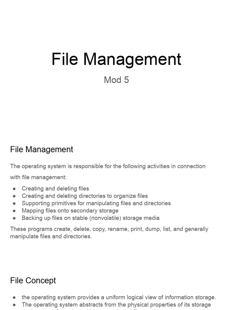 Operating System Mod 5 File Management | PDF | Computer File | Operating System