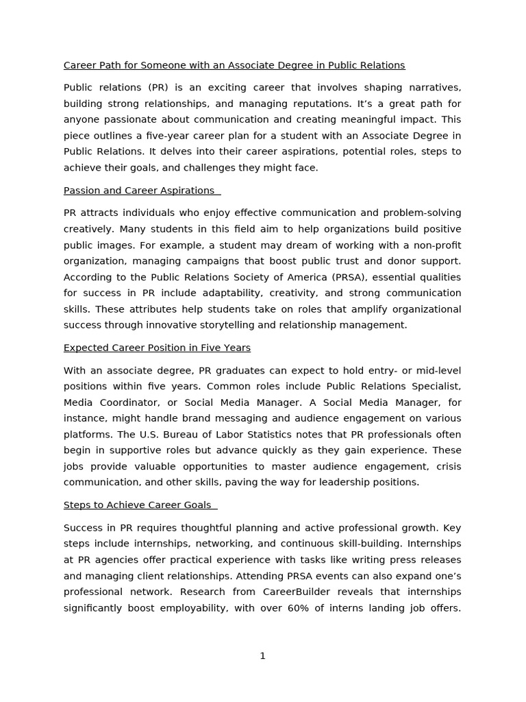 Career Path For Someone With An Associate Degree in Public Relations 2 ...