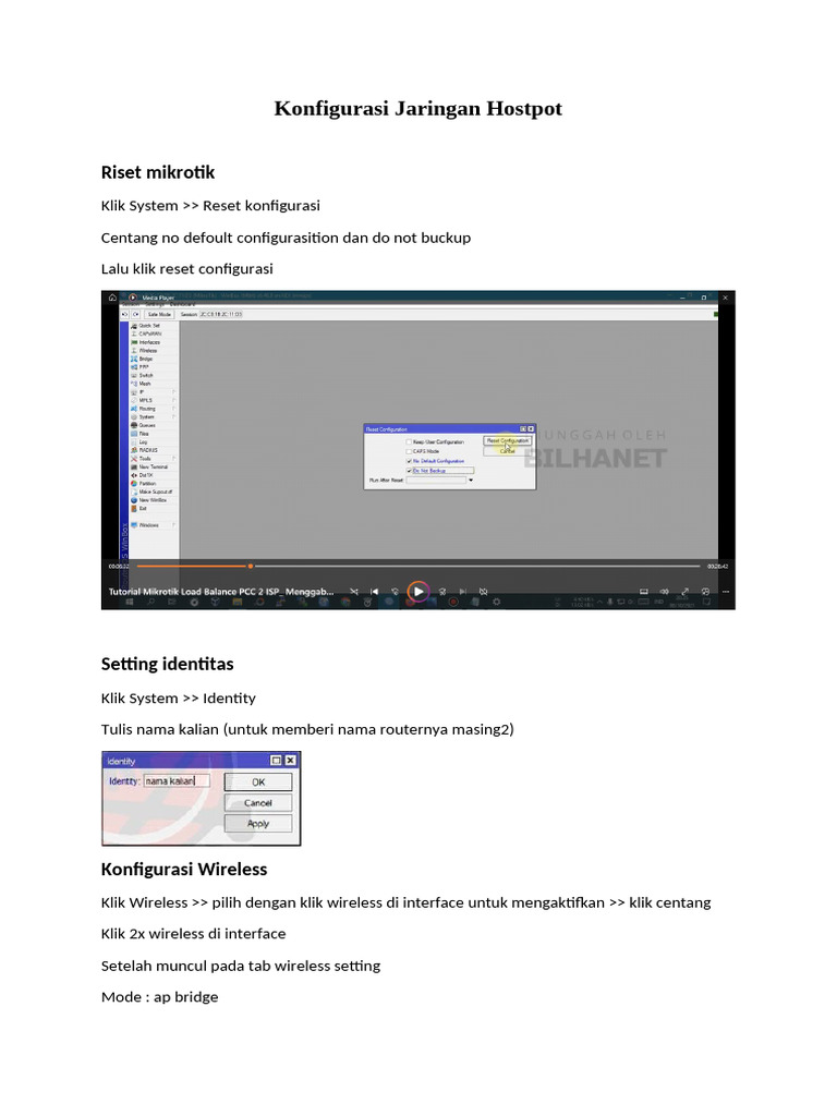 Cara Konfigurasi Hotspot Mikrotik Di Winbox | PDF