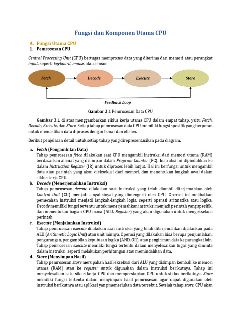 Fungsi Dan Komponen Utama CPU | PDF