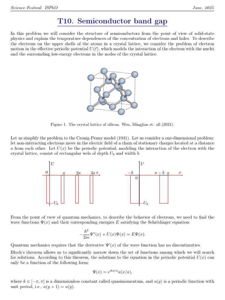 ISPhO 2025: Semiconductor Band Gap Analysis | PDF | P–N Junction | Electron