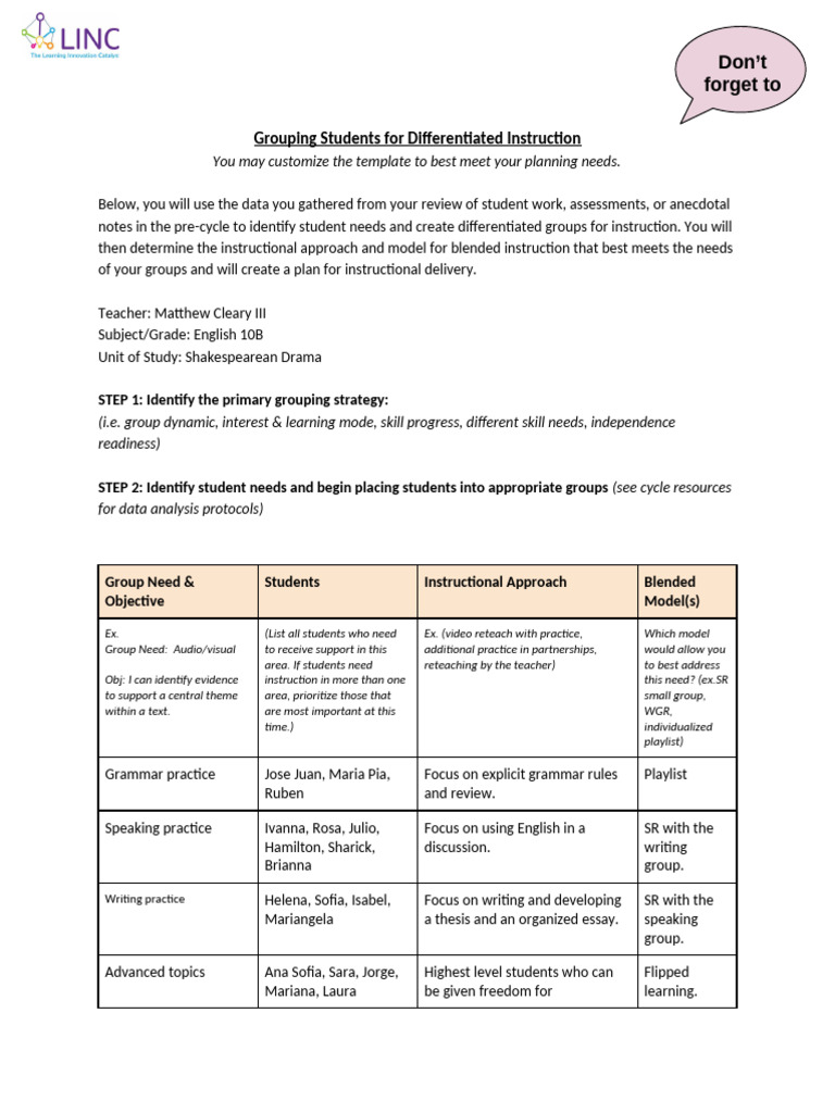 Grouping Students For Differentiated Instruction (Answers) | PDF | Differentiated Instruction ...