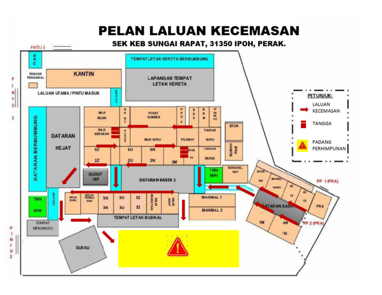 Pelan Laluan Kecemasan: Sek Keb Sungai Rapat, 31350 Ipoh, Perak | PDF
