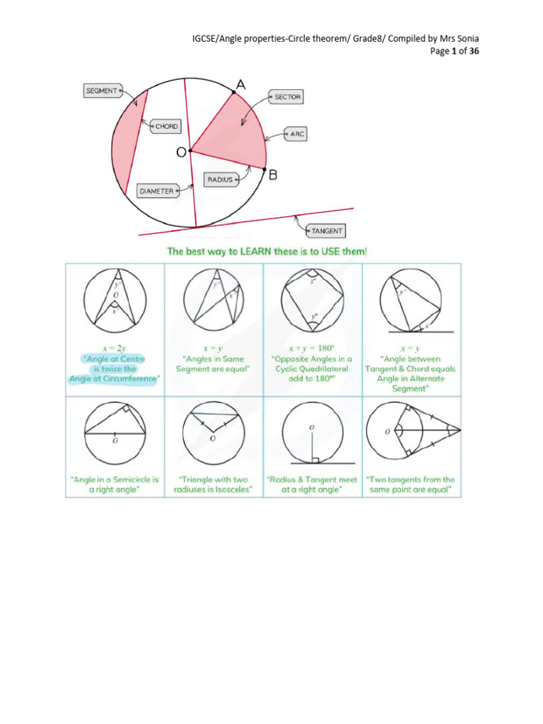 Angle and Circle Theorem Properties | PDF | Convex Geometry | Polytopes