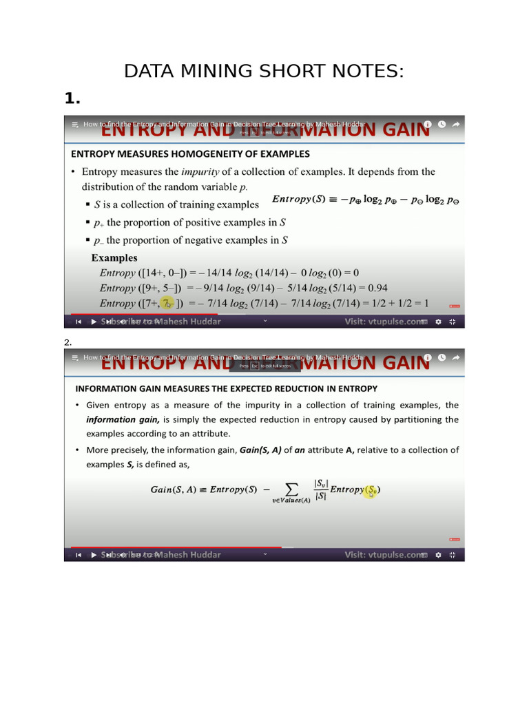 Data Mining Short Notes | PDF