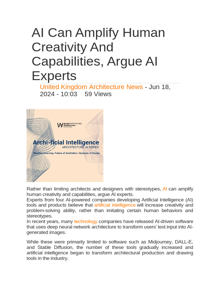 AI Can Amplify Human Creativity and Capabilities | PDF | Artificial ...