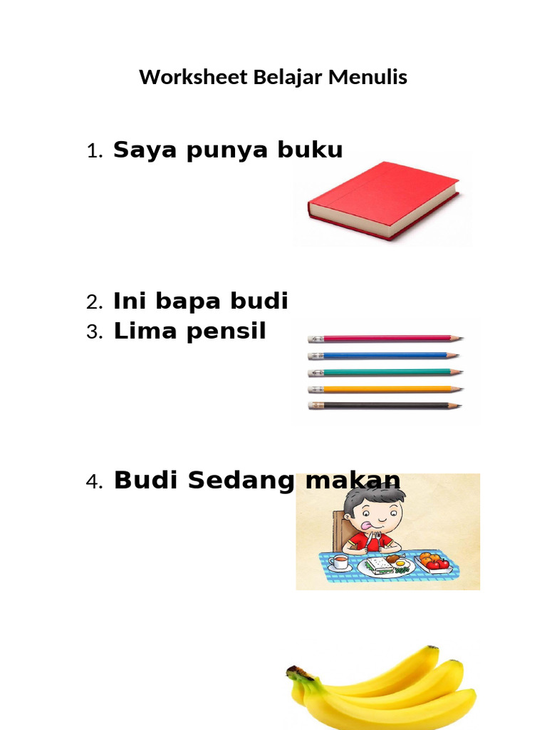 Worksheet Belajar Menulis | PDF
