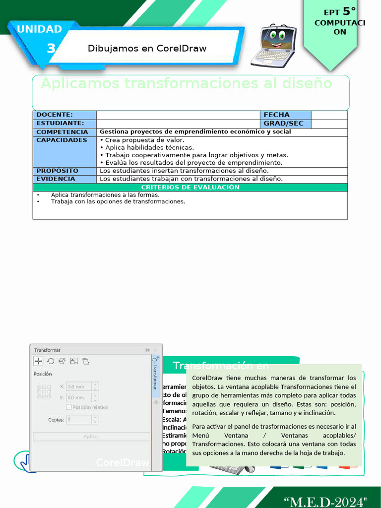 FICHA DE ACTIVIDAD EPT 5°-SEMANA 5 | PDF | Diseño | Rotación
