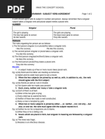 Class Ix - English - Subject Verb Concord Notes | PDF | Plural | Verb