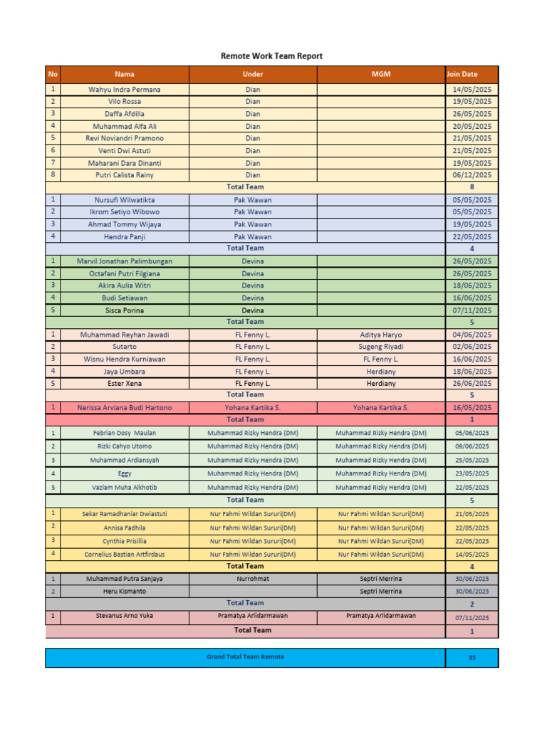 Remote Team Work Progress Report | PDF