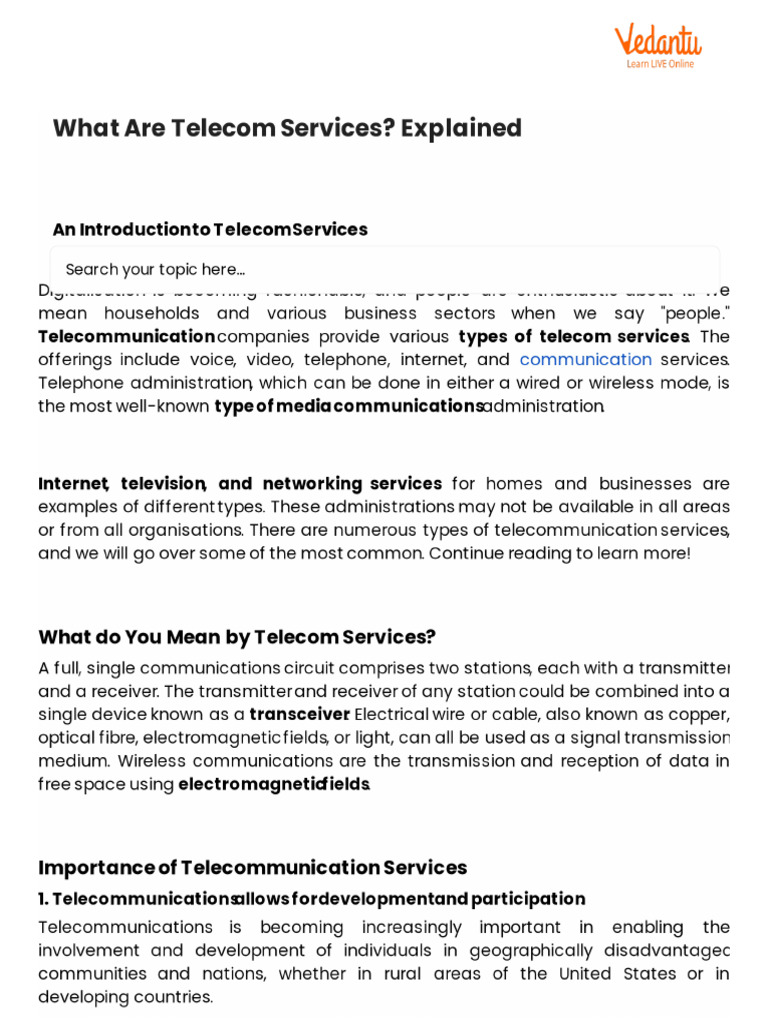 What Are Telecom Services - Explained | PDF