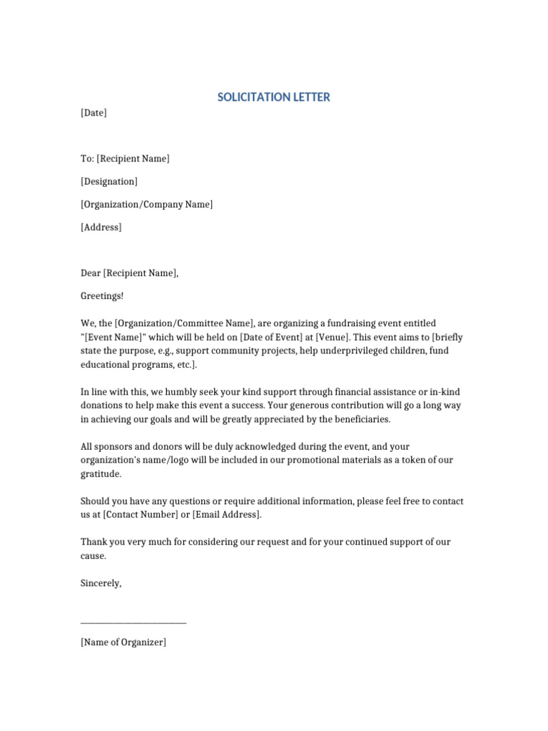 Solicitation Letter Fundraising | PDF