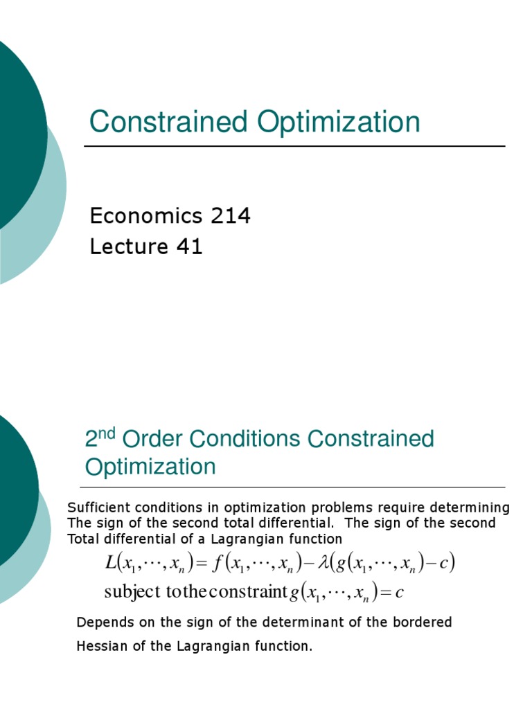 Lec41 Constrained Optimization Pdf Computational Science Mathematical And Quantitative