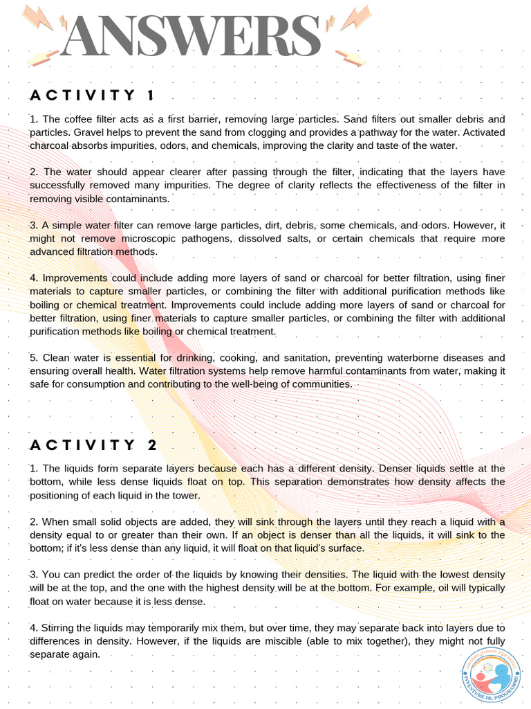 Answers For Secondary Module PDF | PDF | Filtration | Ph
