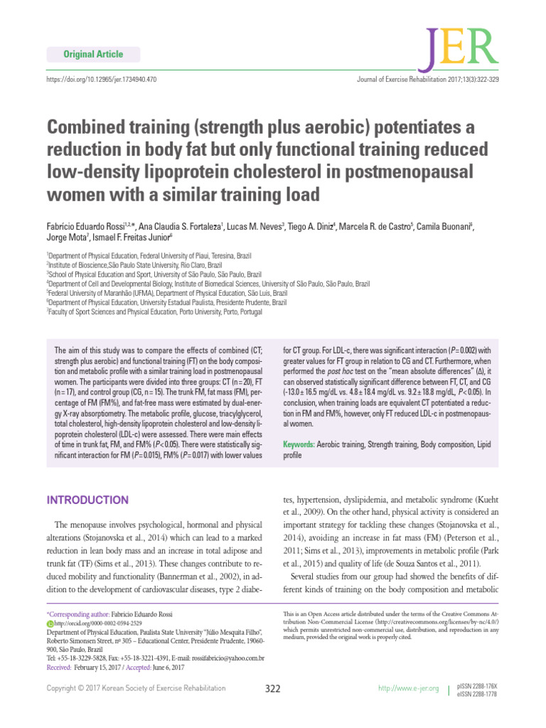 Combined Training (Strength Plus Aerobic) Potentiates A Reduction in ...