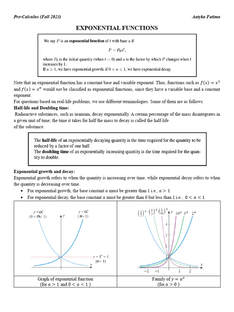 Exponential & Log Functions | PDF
