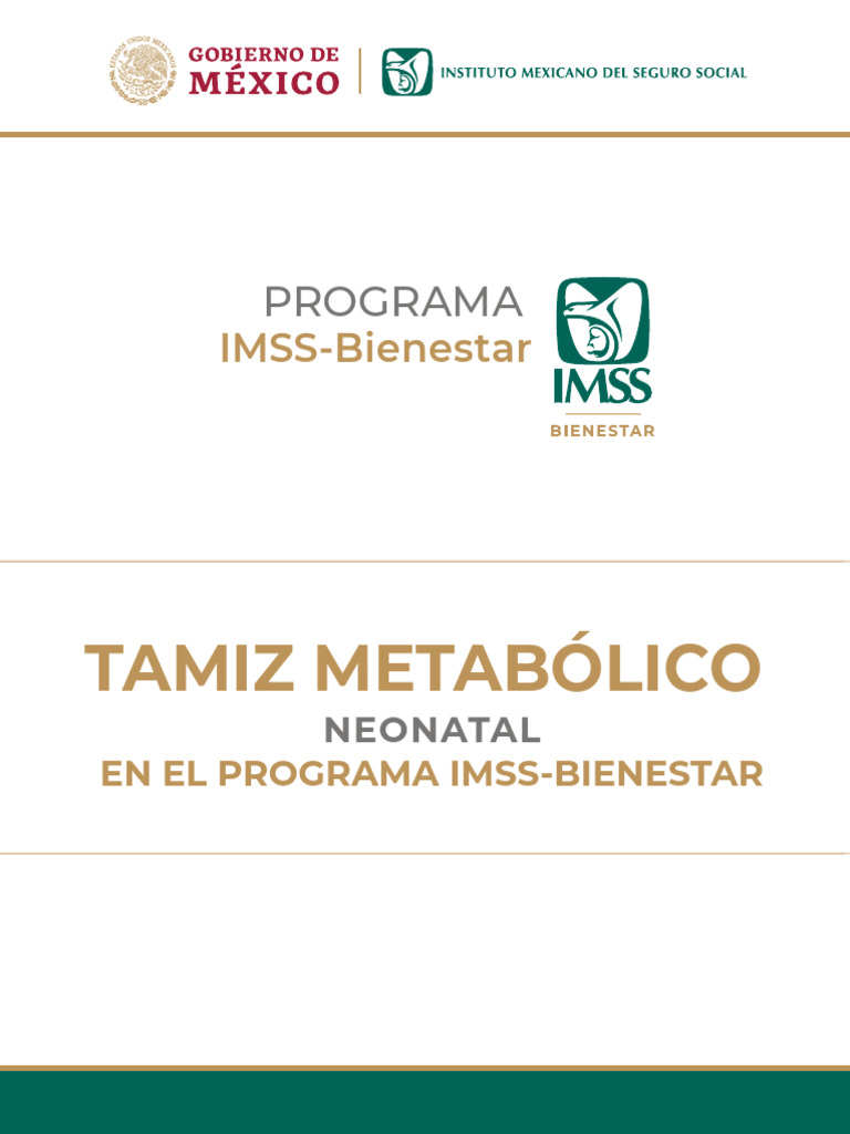 Tamiz Metabólico Neonatal Imss Bienestar Pdf Hospital Infantes