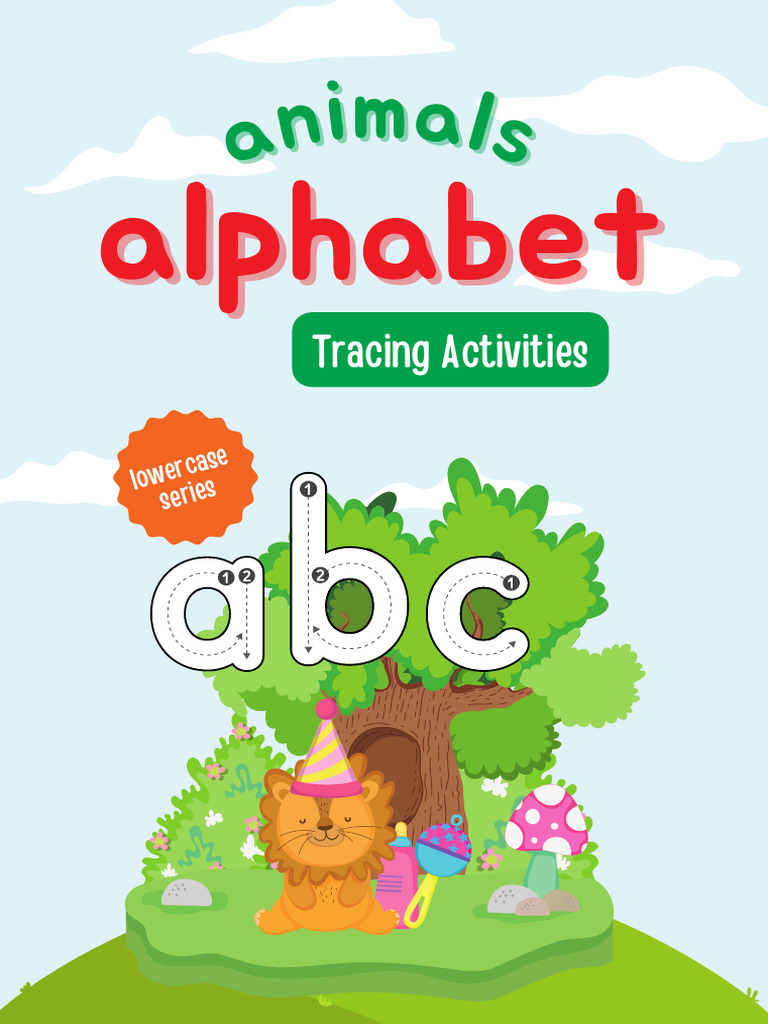 Animals Alphabet Lowercase Tracing Activities Workbook Colorful Cute ...
