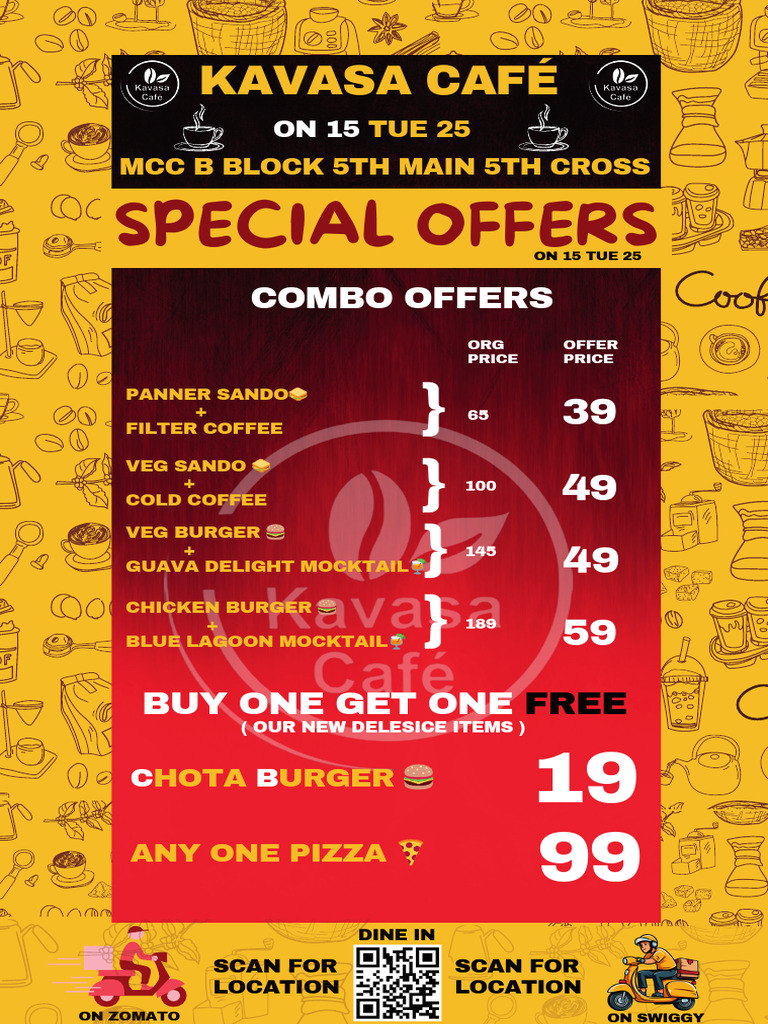 Kavasa Cafe Offers Menu | PDF