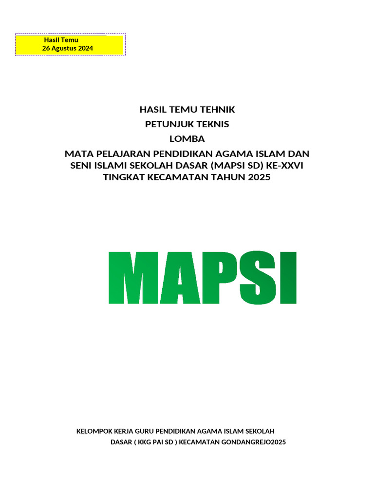 Lomba MAPSI SD 2025 di Gondangrejo | PDF