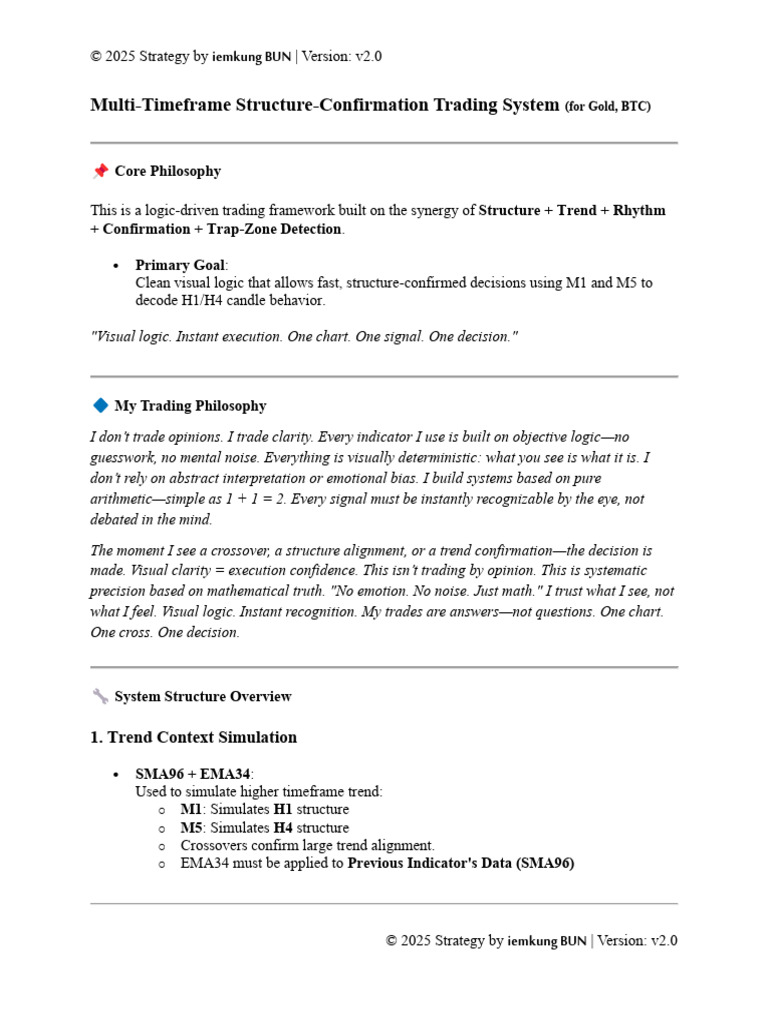 Multi-Timeframe Structure-Confirmation Trading System (For Gold, BTC) | PDF | Moving Average