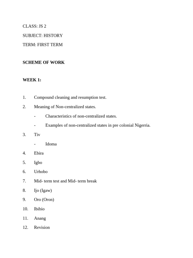 History Note. JSS2 First Term | PDF | Igbo People
