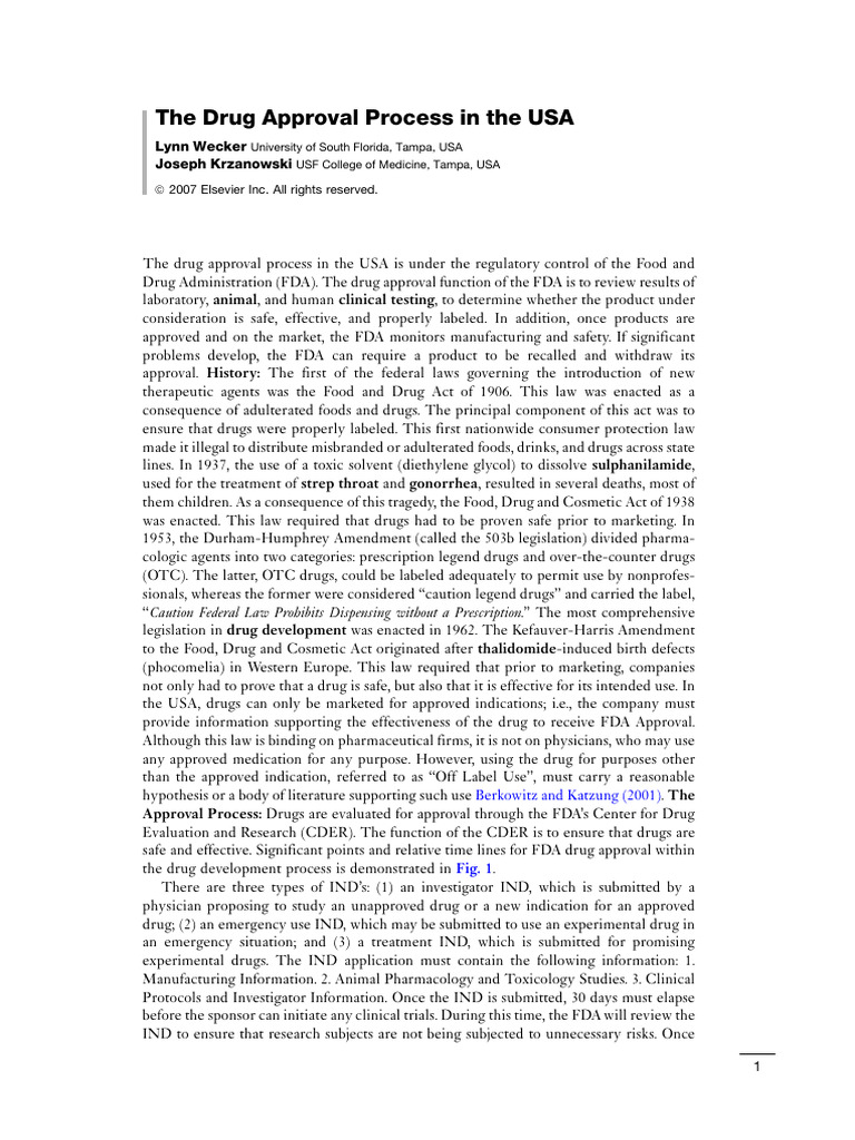 The Drug Approval Process in The USA | PDF | Food And Drug ...