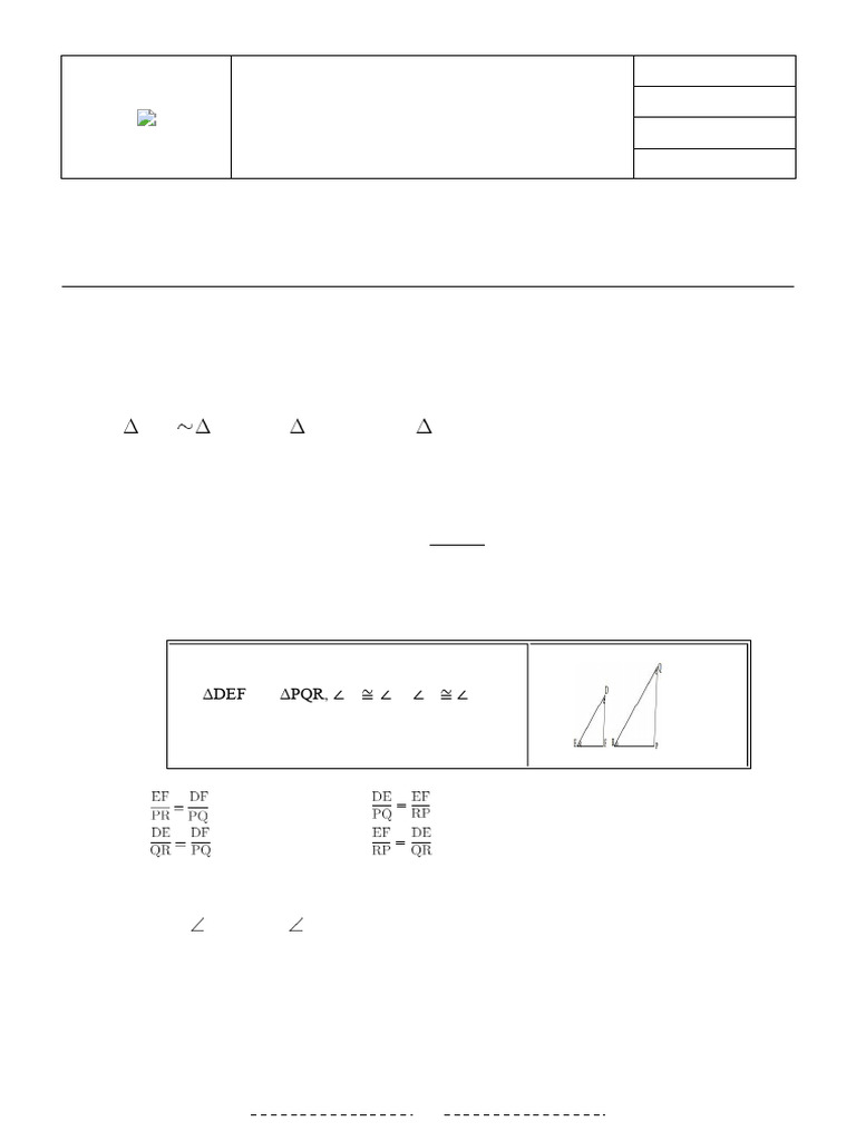 Class 10 Maths 2 Similarity Test | PDF | Mathematics | Classical Geometry