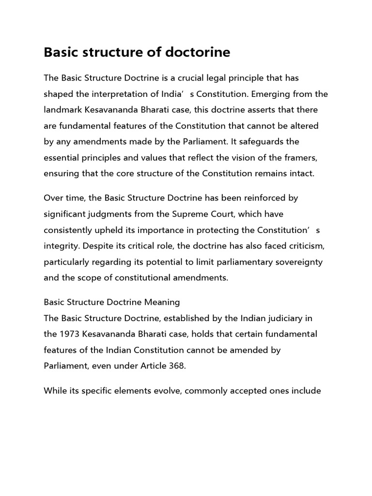Basic Structure of Doctorine | PDF | Political Charters | Justice