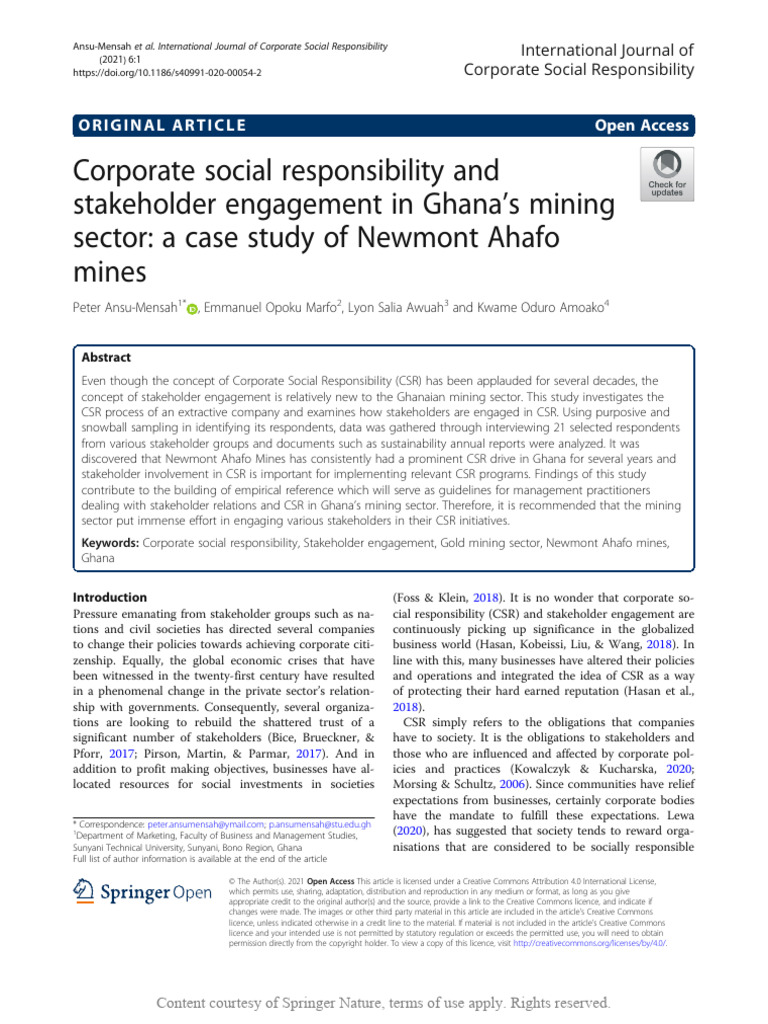 Corporate Social Responsibility and Stakeholder En | PDF | Corporate ...