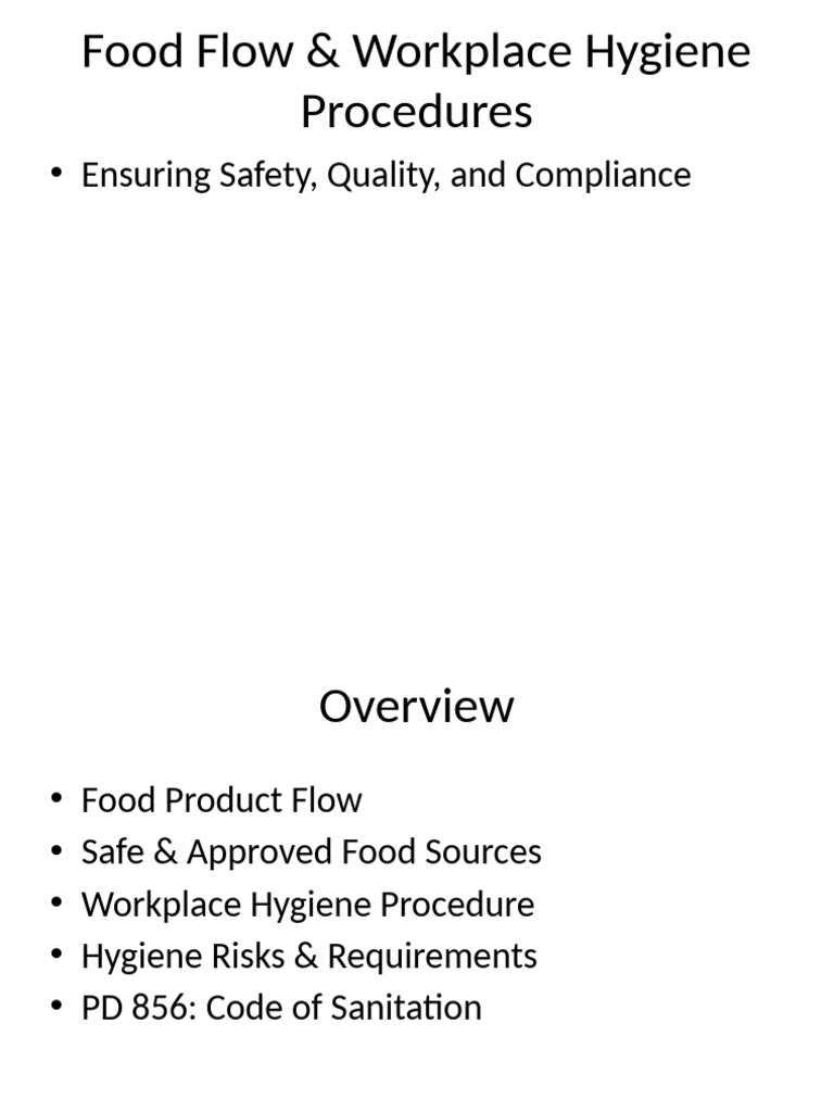 Food Flow and Hygiene Compliance Guide | PDF | Hygiene | Sanitation