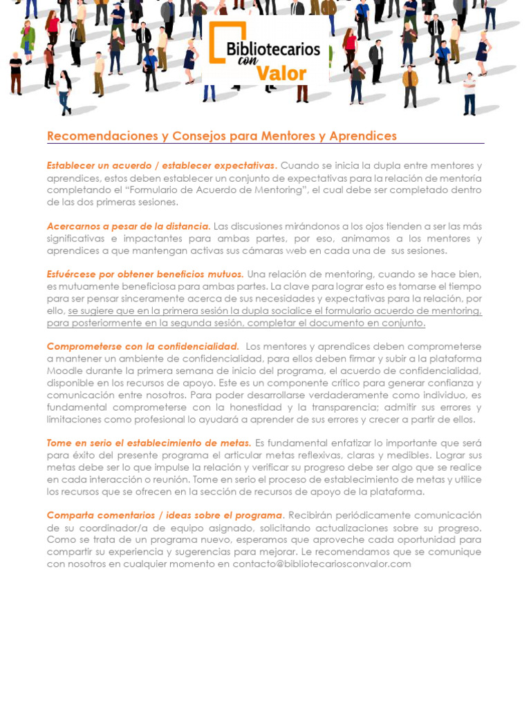 Consejos para Mentores y Aprendices | PDF