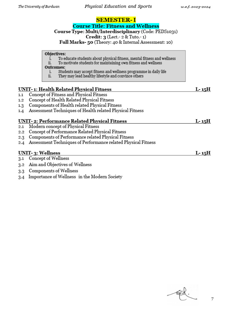 Fitness and Wellness Curriculum Overview | PDF
