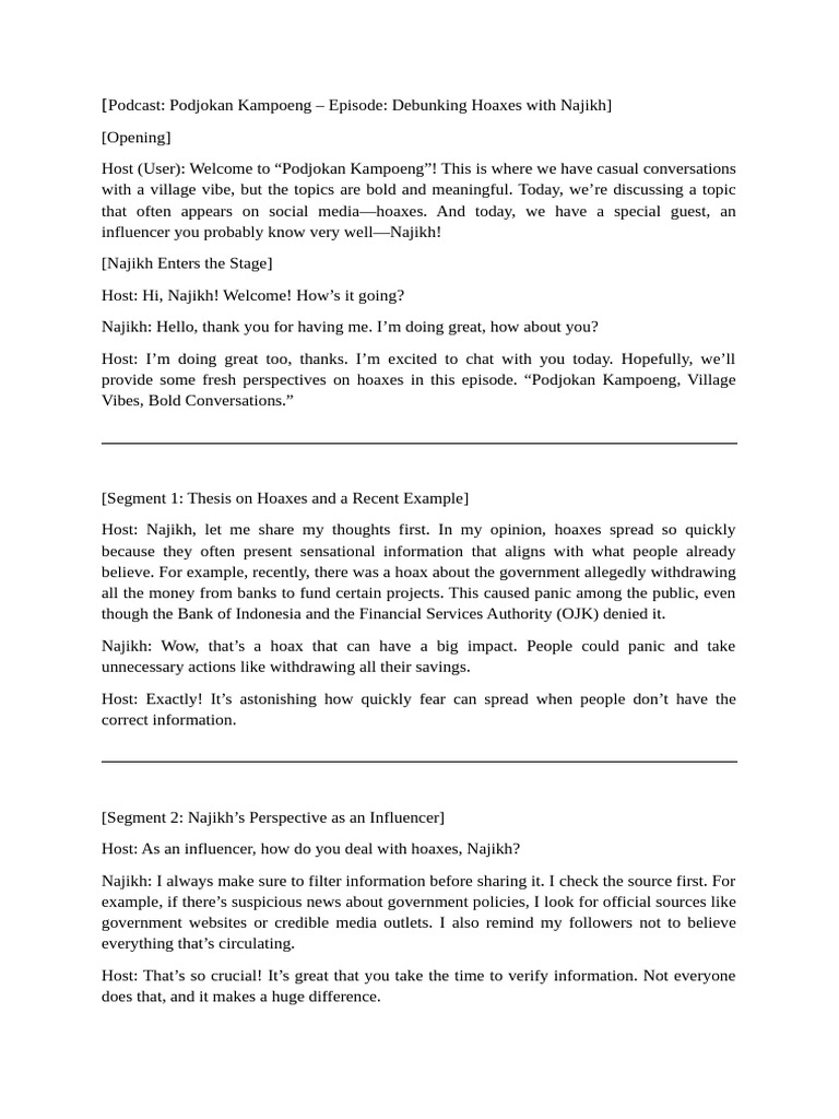 Teks Podcast Uprak Bing | PDF | Mass Media | Human Communication