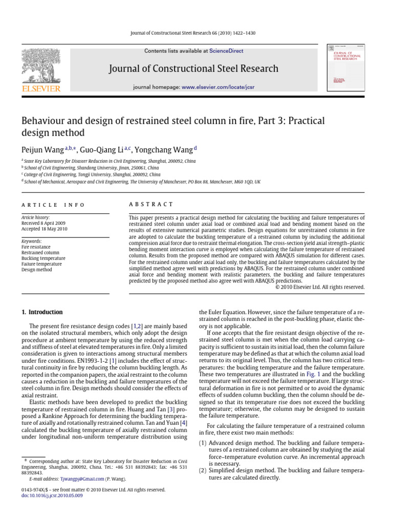 Design Method for Steel Columns in Fire | PDF | Buckling | Deformation ...