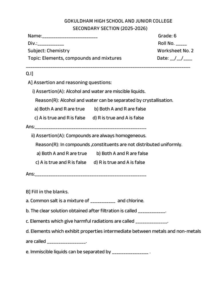 Elements Compounds Mixtures | PDF | Mixture | Materials