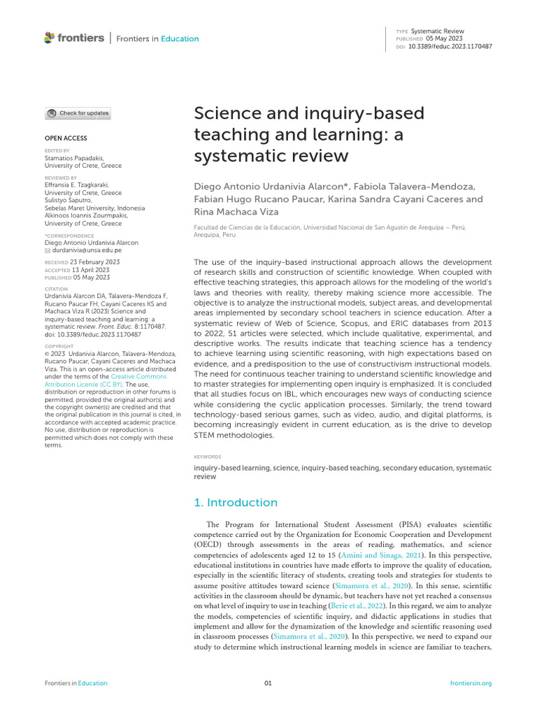 Inquiry-Based Science Teaching Review | PDF | Inquiry Based Learning | Knowledge