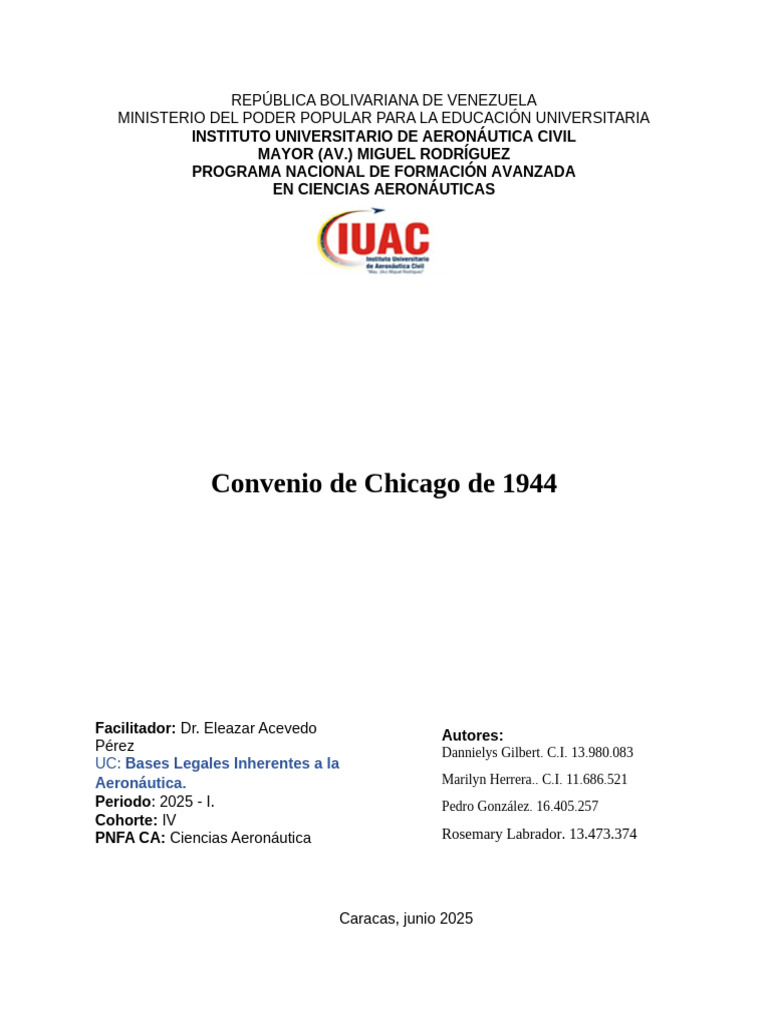 Ensayo Convenio de Chicago de 1944 | PDF | Aviación