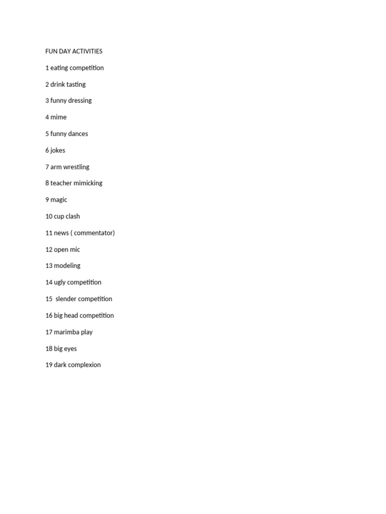 Fun Day Activities | PDF