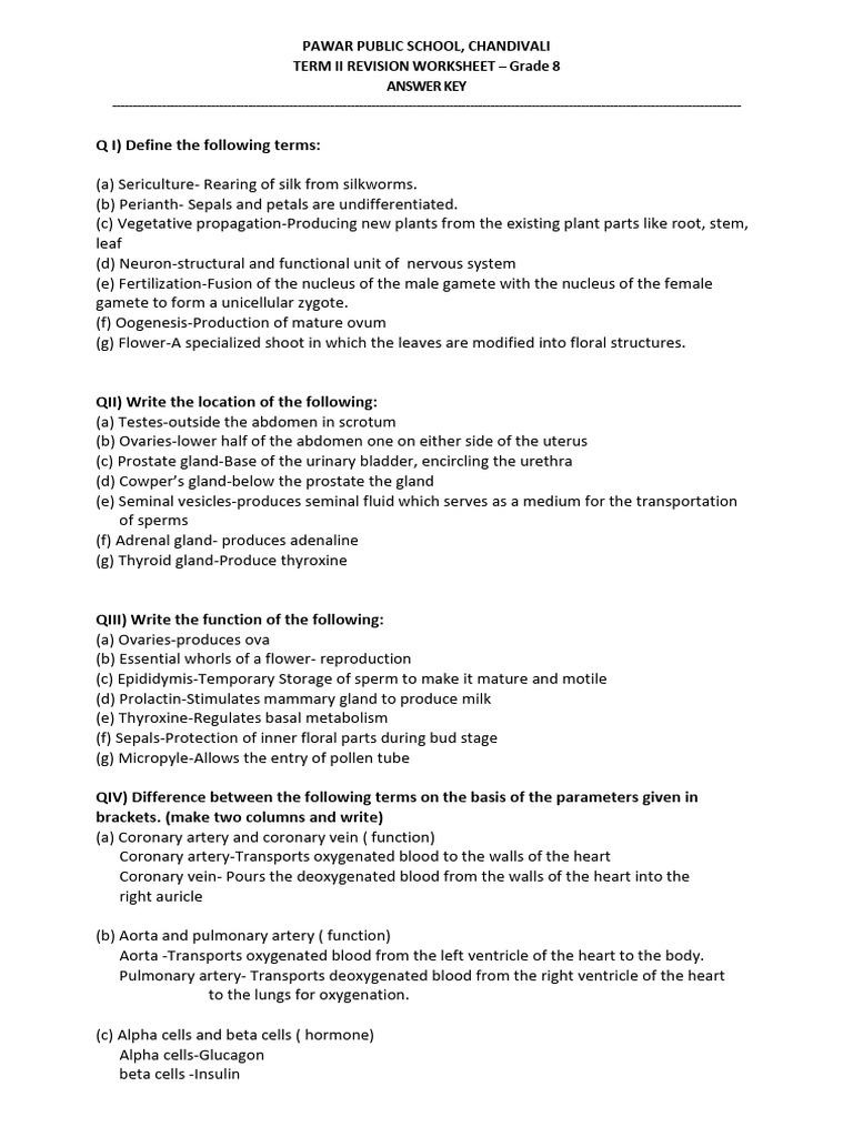 GRD 8 Final Revision Worksheet 2025 | PDF | Pancreas | Endocrine System