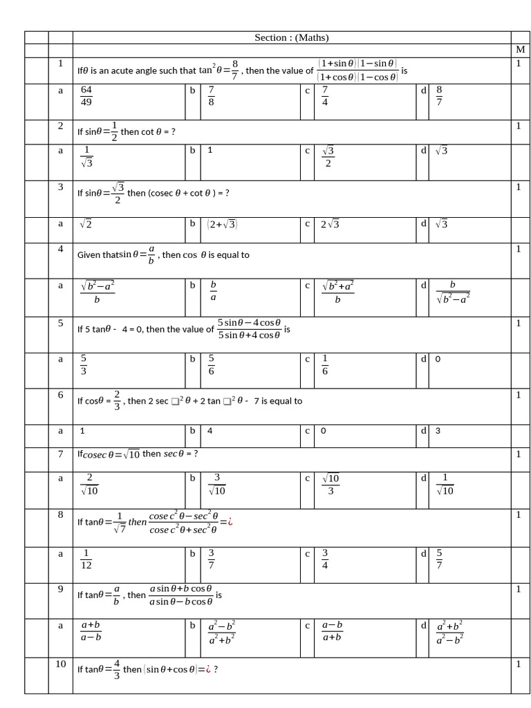 10th Atse August Trigonometry | PDF | Euclid | Classical Geometry