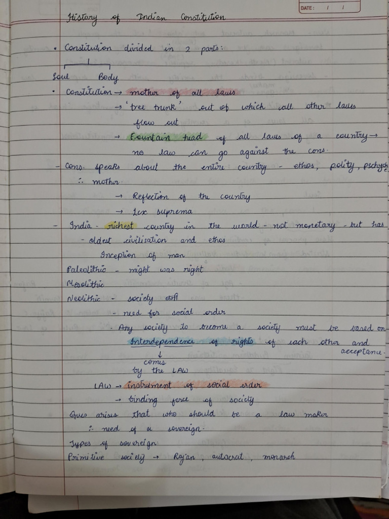 Notes For Constitution Law of India | PDF