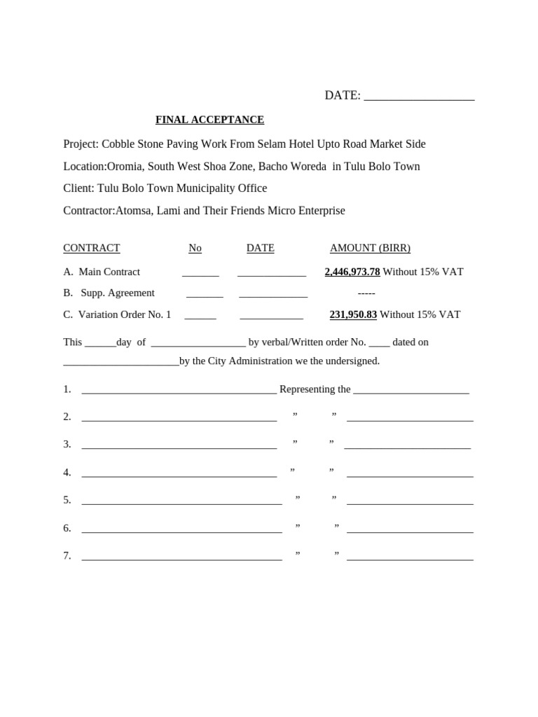 Temporary Acceptance and Final | PDF